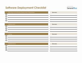 Software Deployment Checklist in Excel