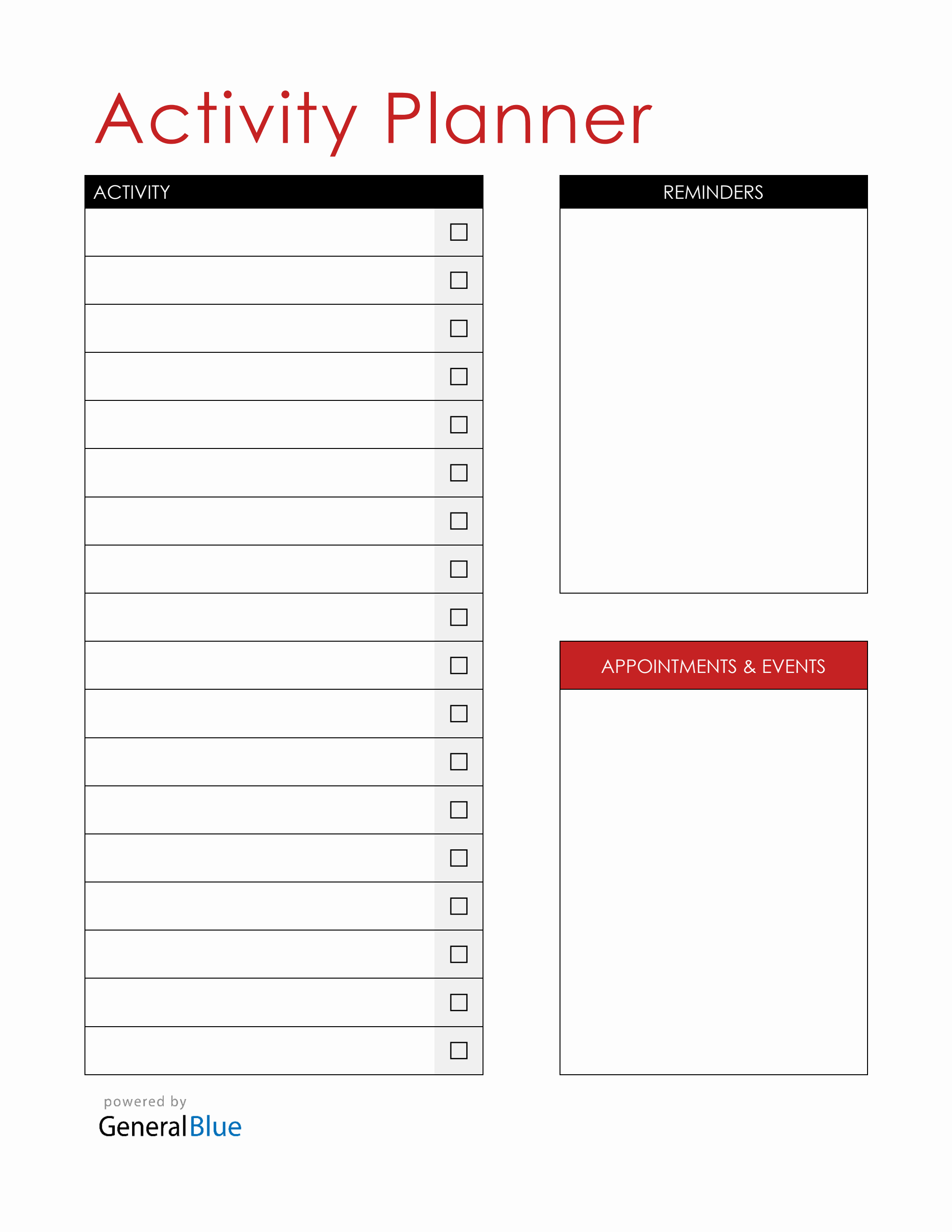 Free PDF Activity Tracker Templates