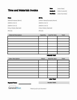 Time and Materials Invoice in Word (Simple)