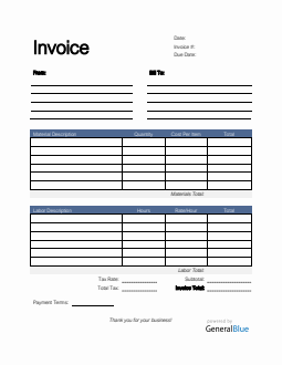Time and Materials Invoice in PDF (Simple)