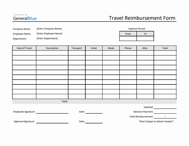 Reimbursement Templates
