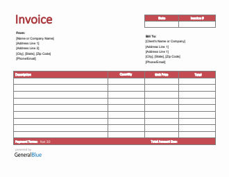 U.S. Invoice Template in PDF (Striped)