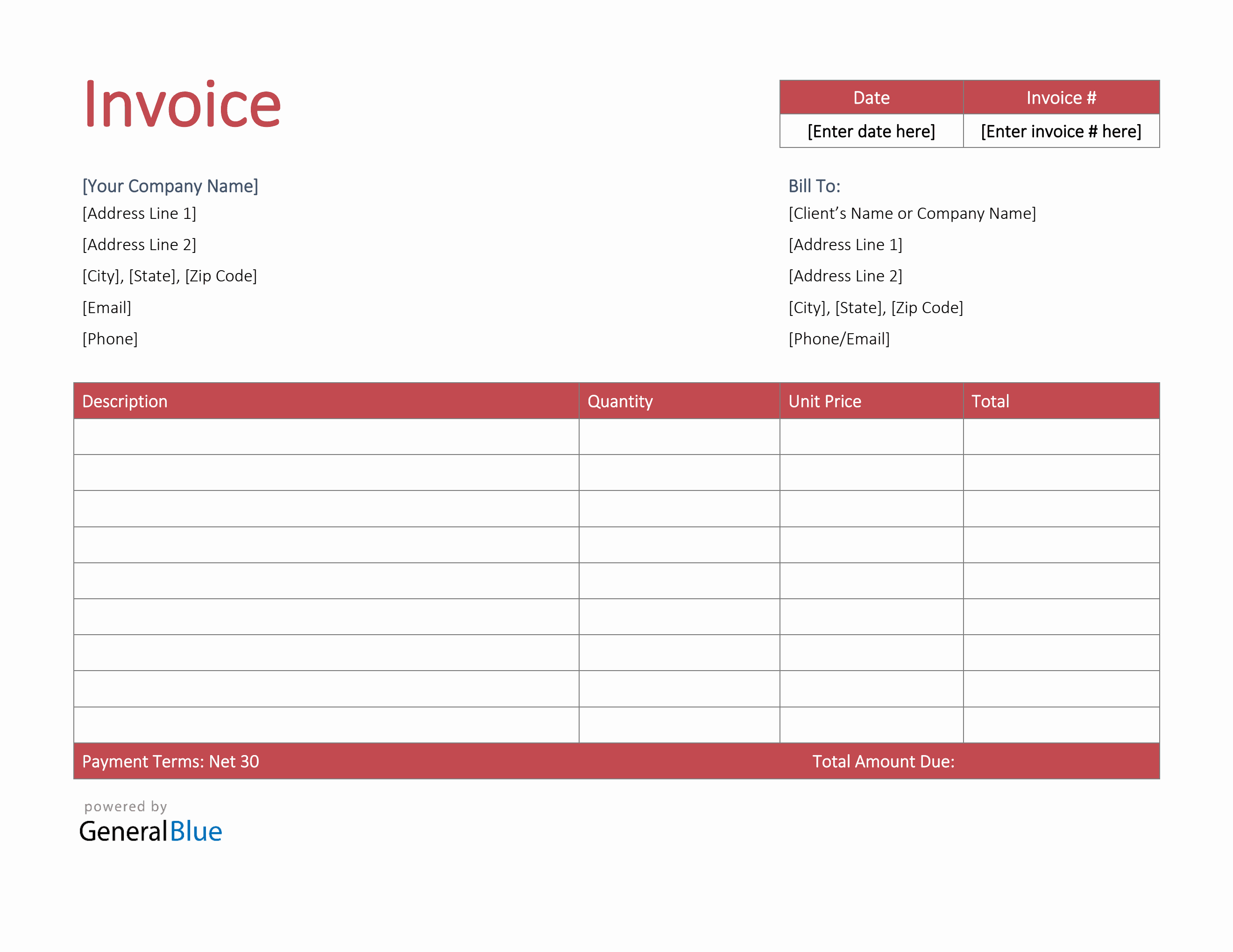 Free Word Customer Invoice Templates