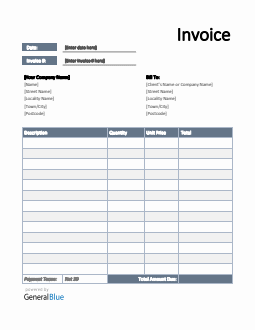 U.S. Invoice Template in Excel (Simple)