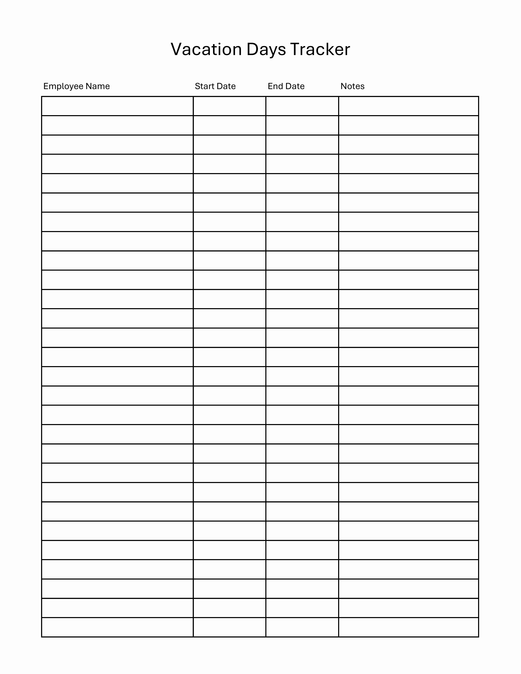 Vacation Days Tracker - Free Excel Download