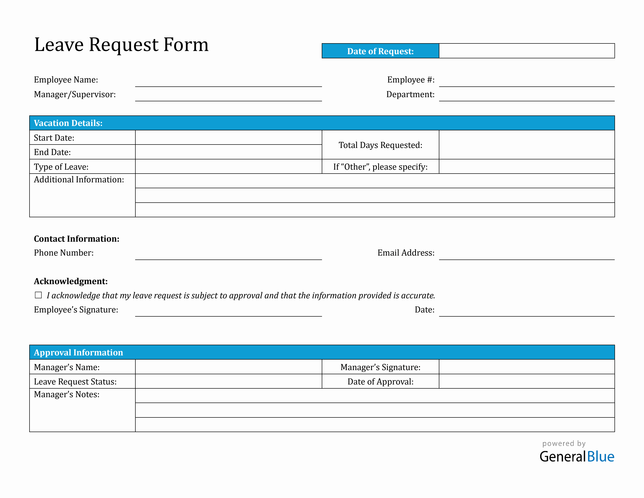 Free Simple Vacation Request Form in PDF | ()