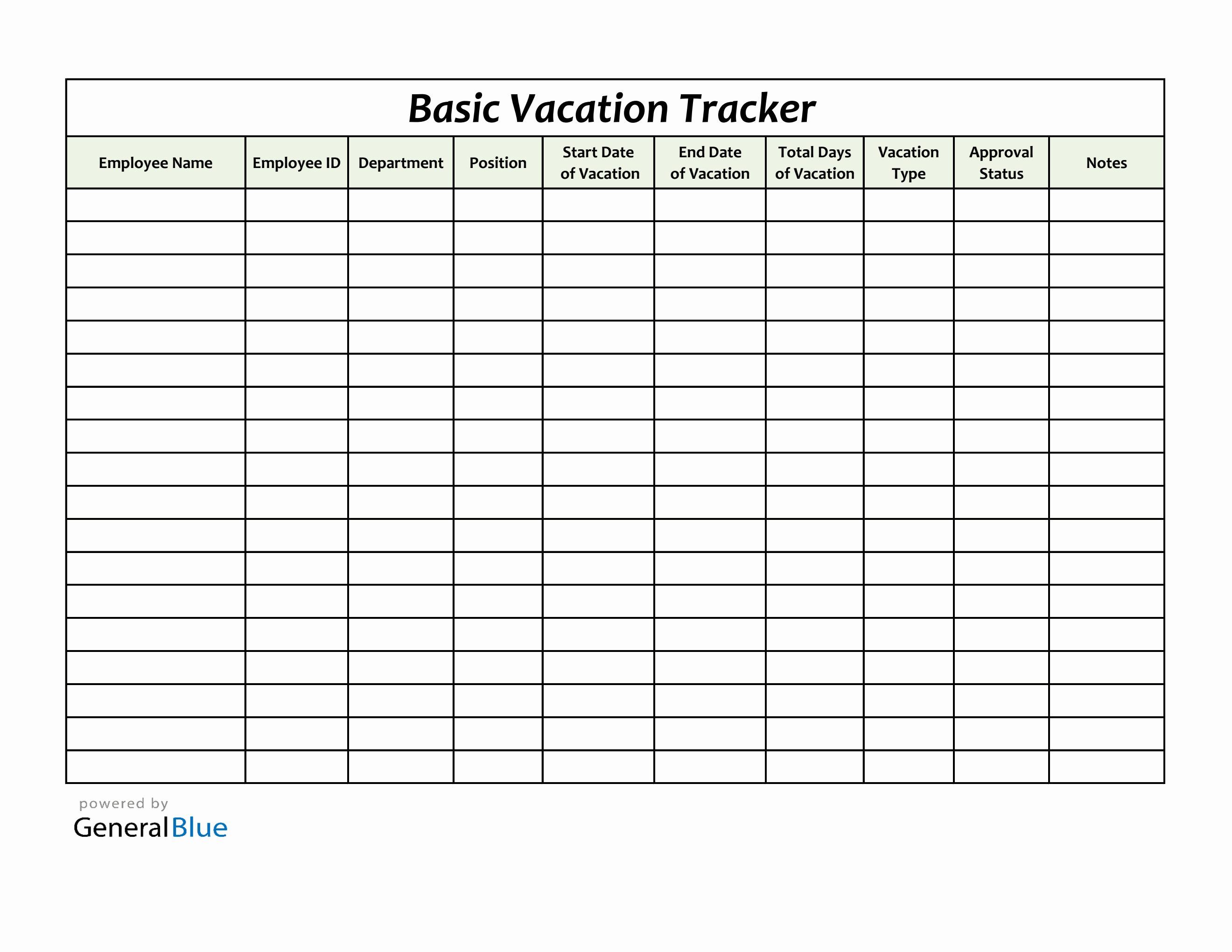 Basic Vacation Leave Tracker (Excel)
