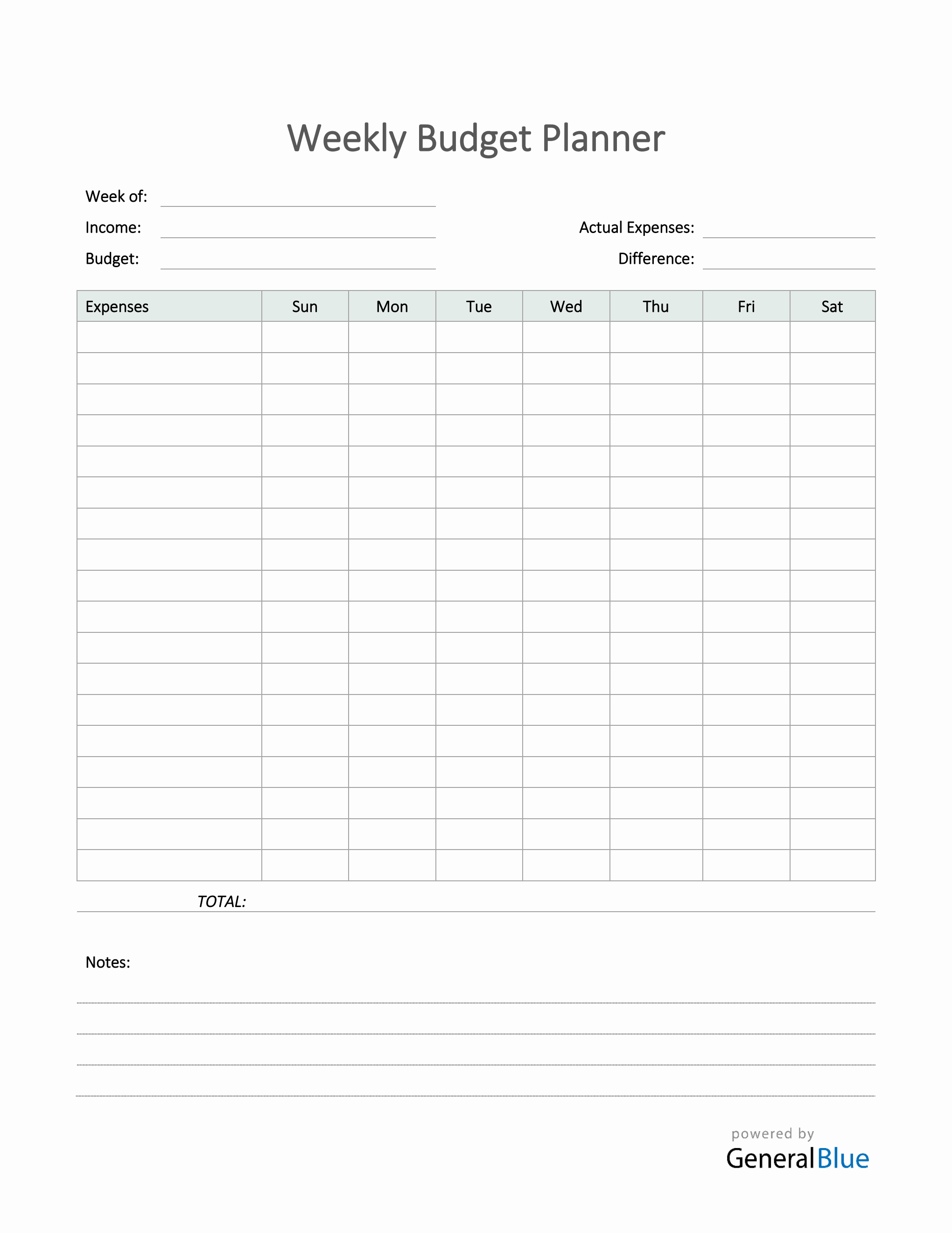 Weekly Budget Planner In PDF Simple Weekly Budget Planner In PDF Simple