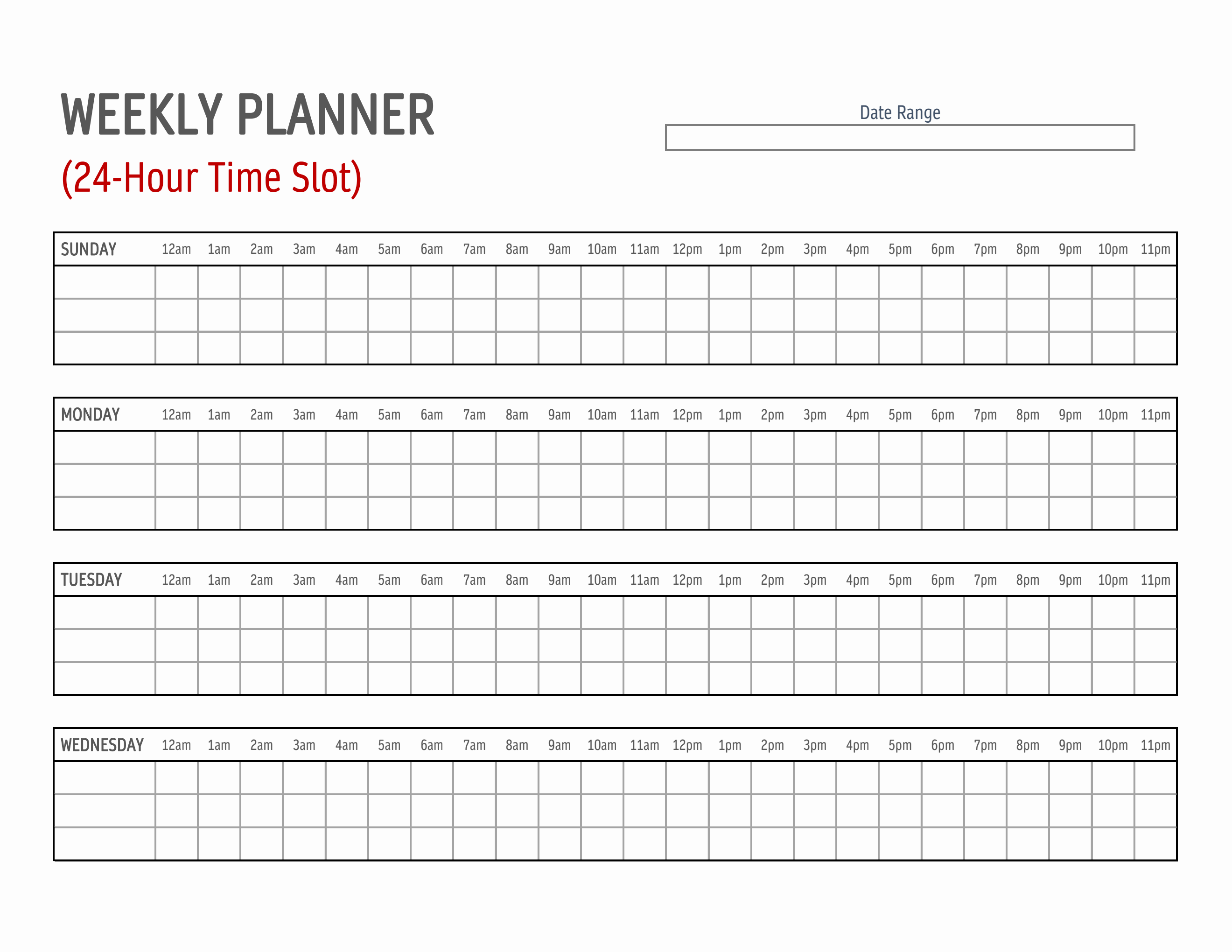 Weekly Planner (Excel Format)