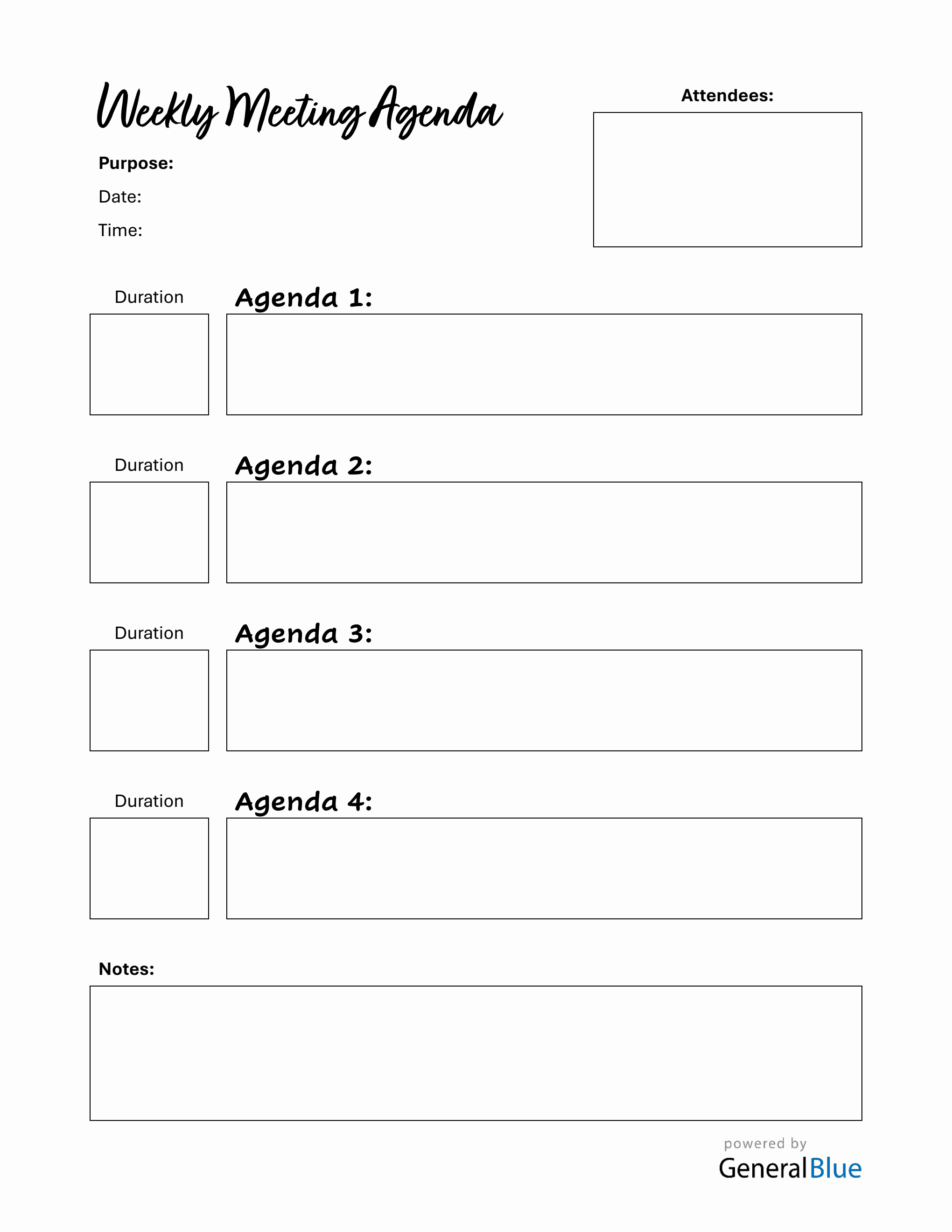 Free PDF Weekly Meeting Agenda Templates