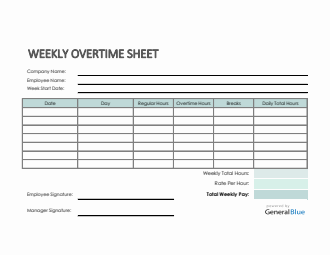 Weekly Overtime Sheet in PDF