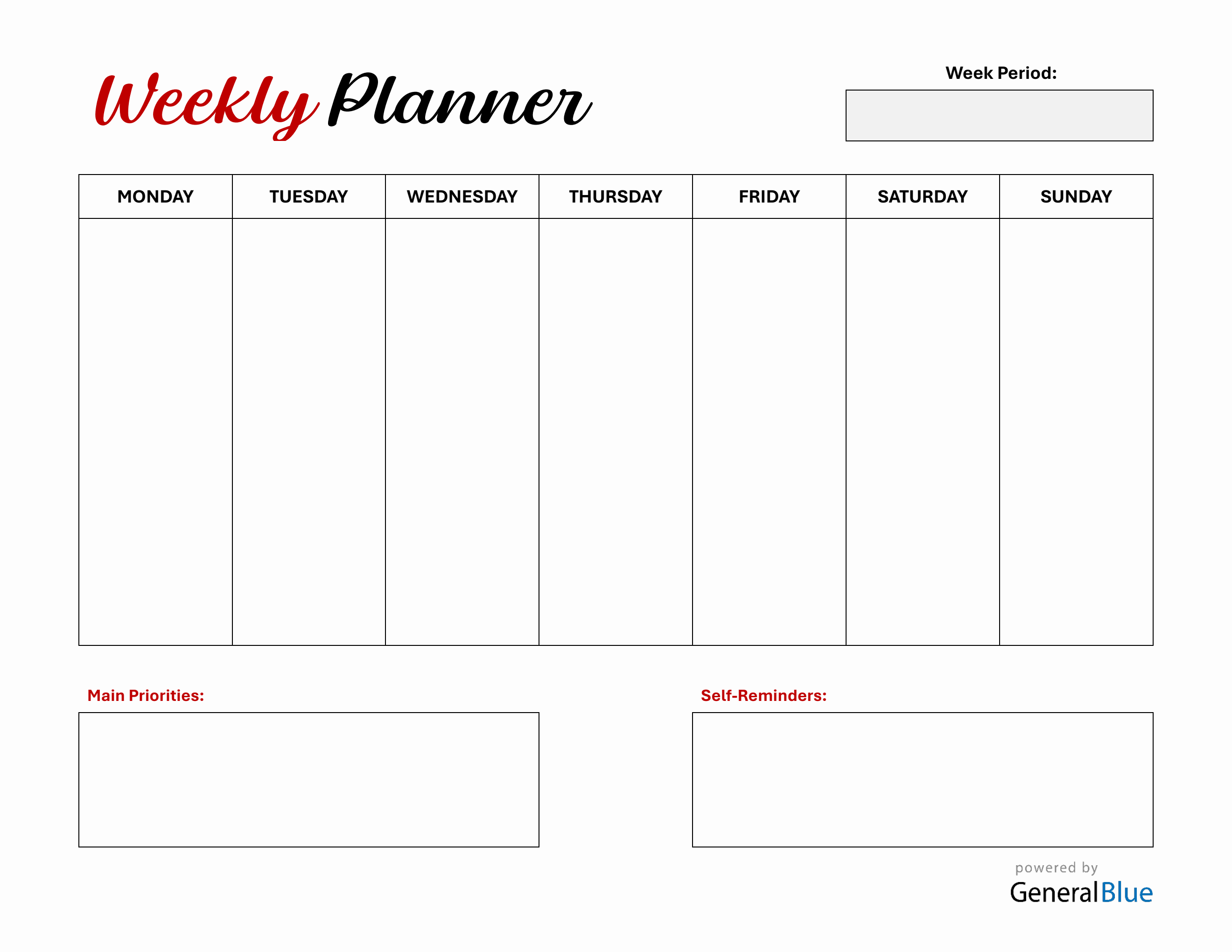 At-A-Glance Weekly Planner - Free Printable PDF