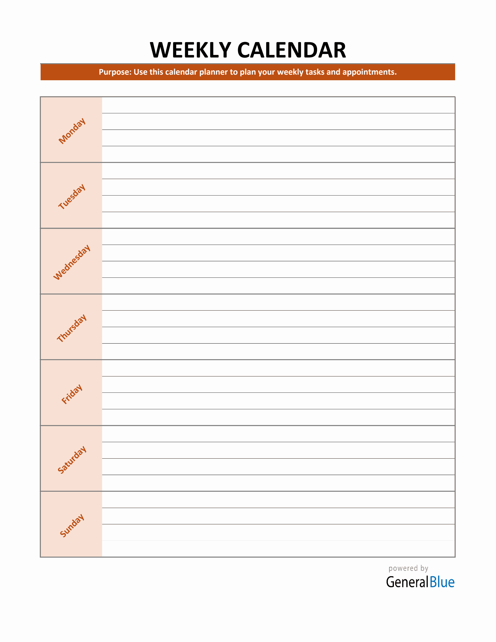 Simple Week At A Glance Planner – Free Excel Template