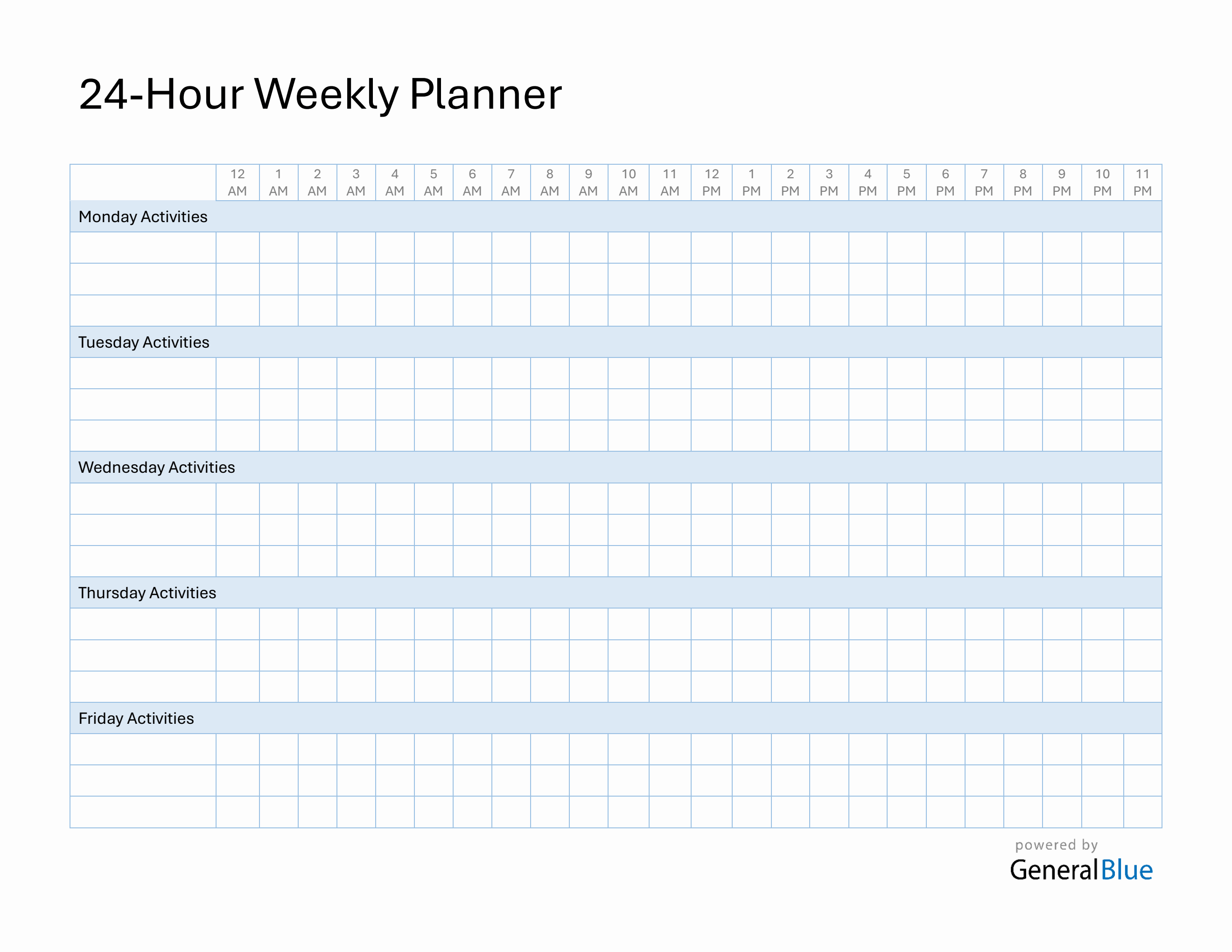 Free Word 24 Hours Schedule Templates