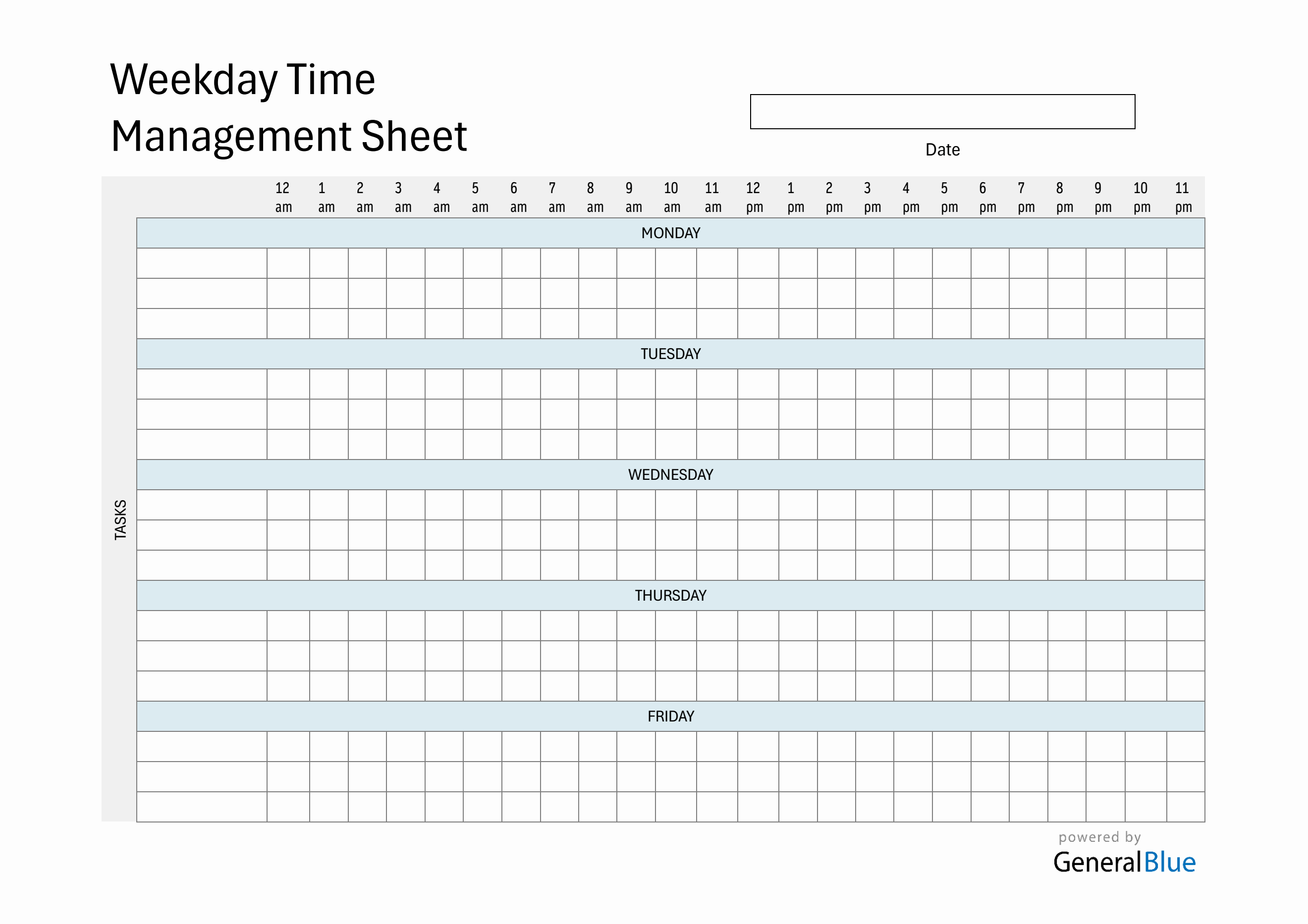 Weekly Schedule Template Word (24 Hours)