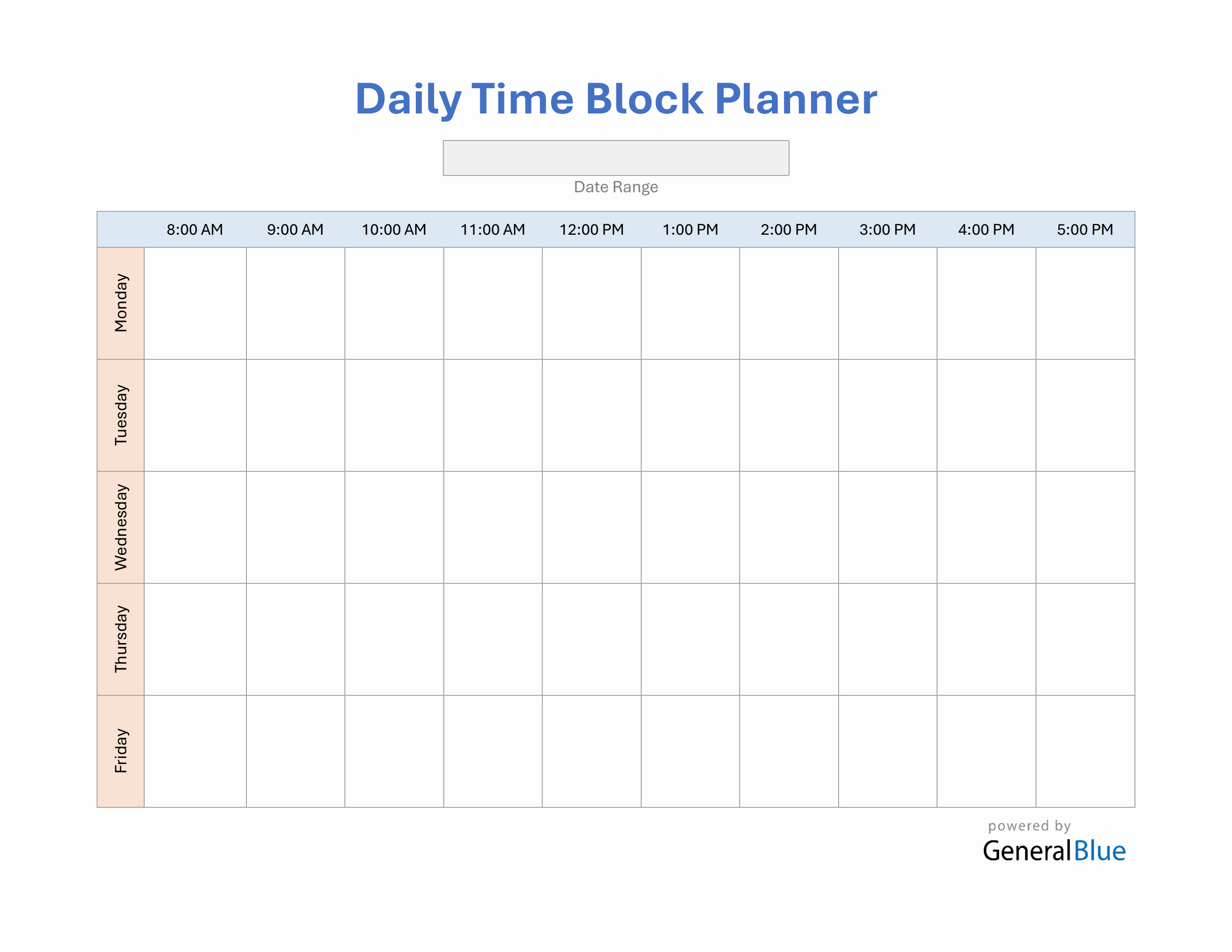 Monday-Friday Weekly Planner in Microsoft Word (8 To 5 Schedule)