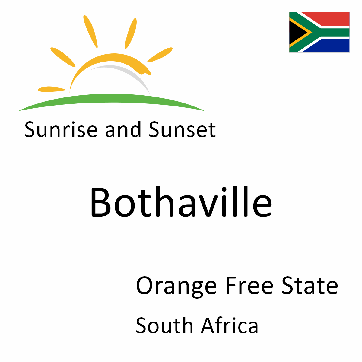 Sunrise and Sunset Times in Bothaville, Orange Free State, South Africa