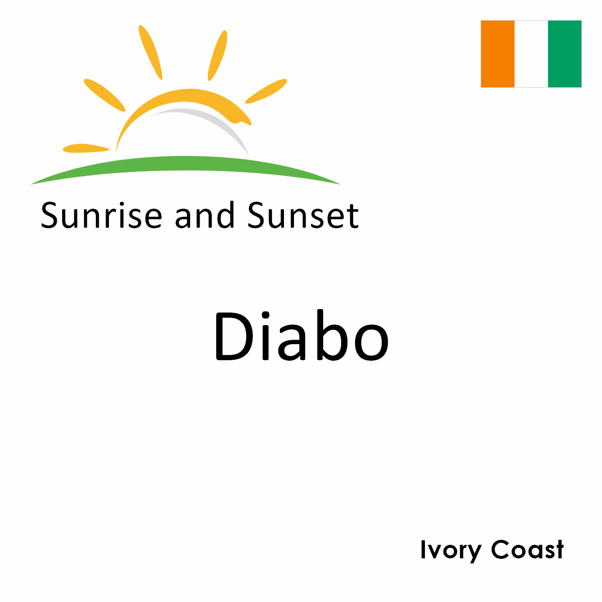 Sunrise and Sunset Times in Diabo, Ivory Coast