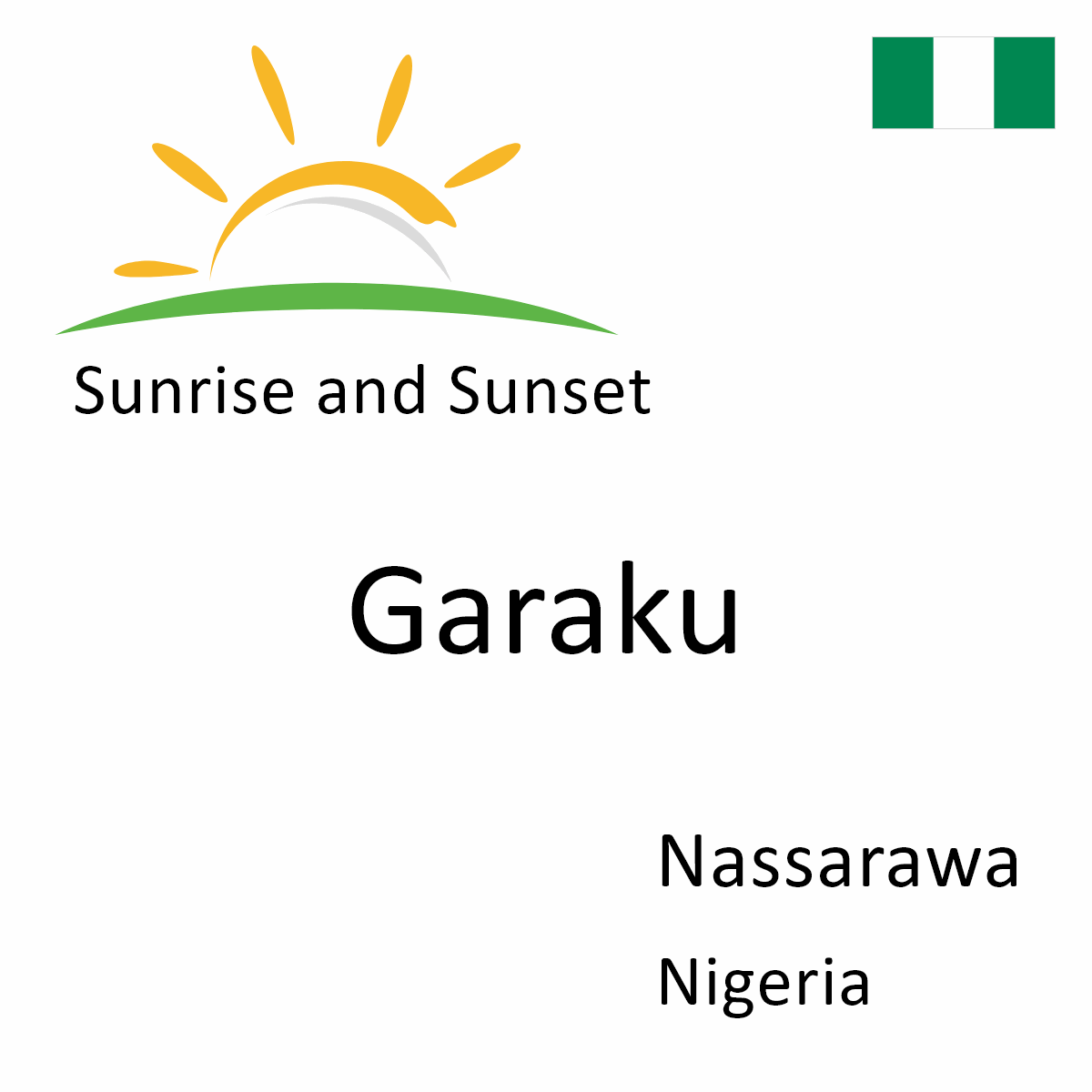 Sunrise and Sunset Times in Garaku, Nassarawa, Nigeria