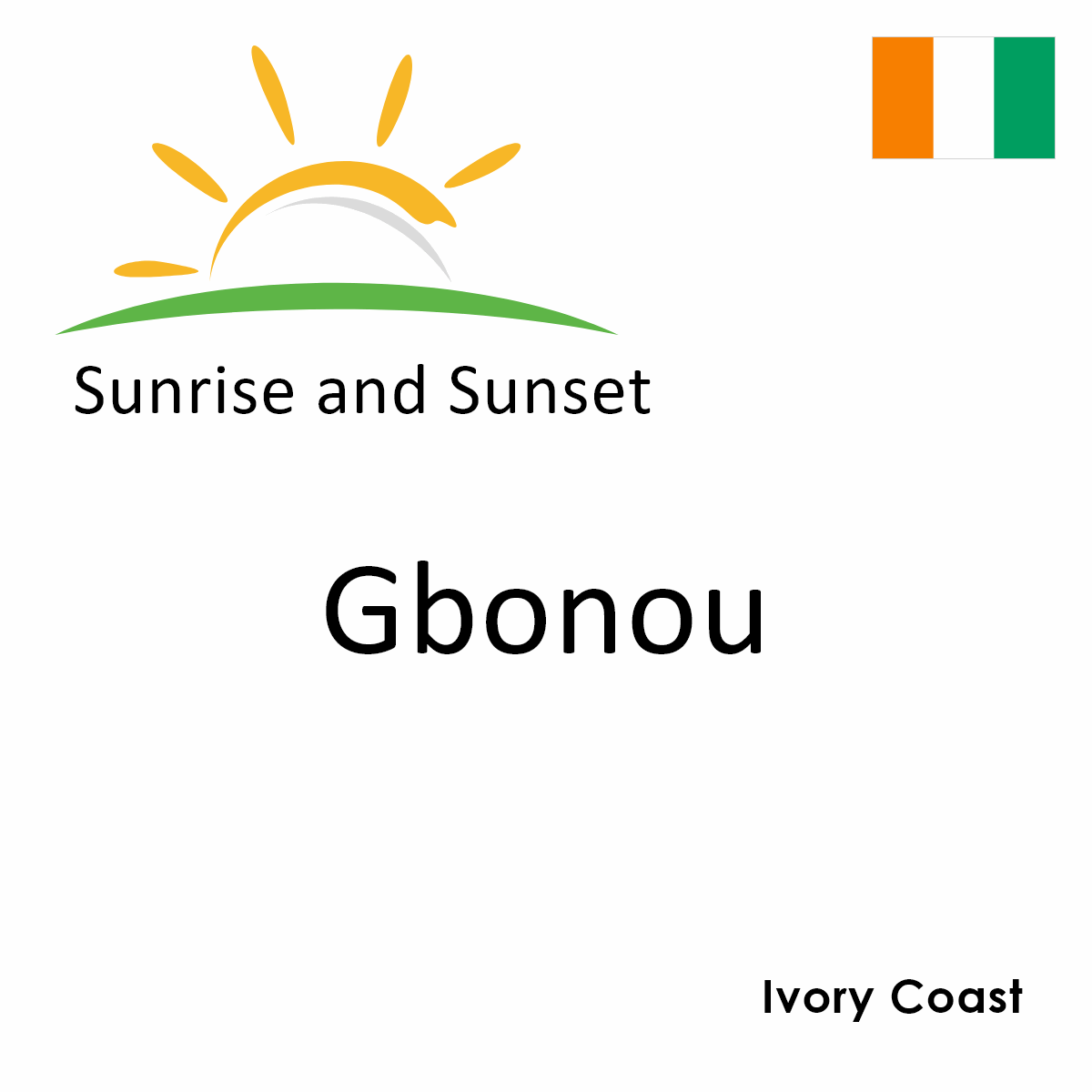 Sunrise and Sunset Times in Gbonou, Ivory Coast
