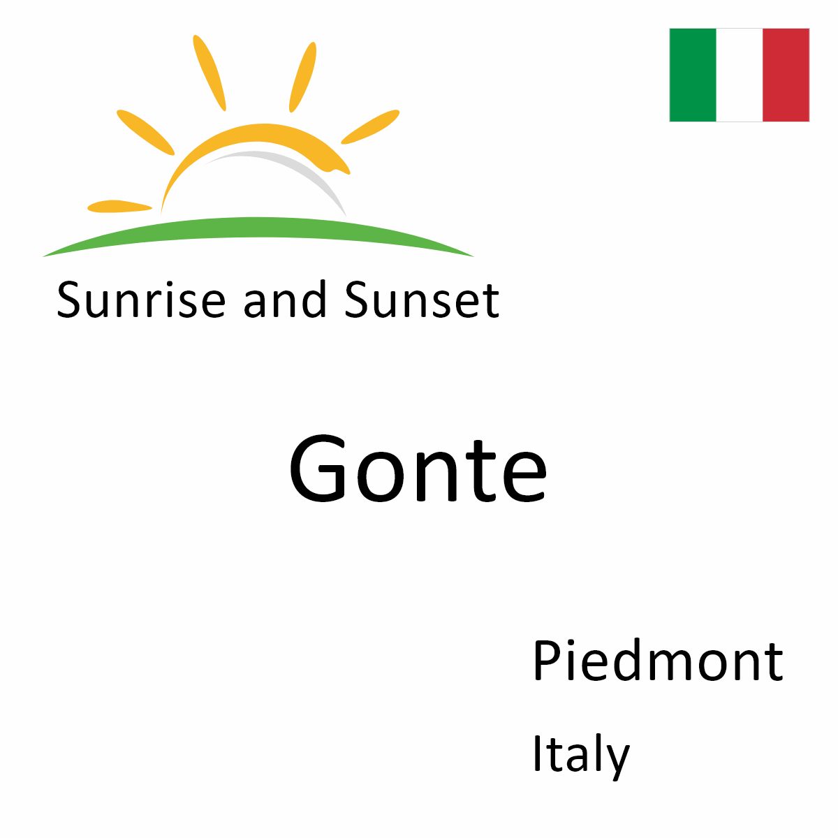 Sunrise and Sunset Times in Gonte, Piedmont, Italy