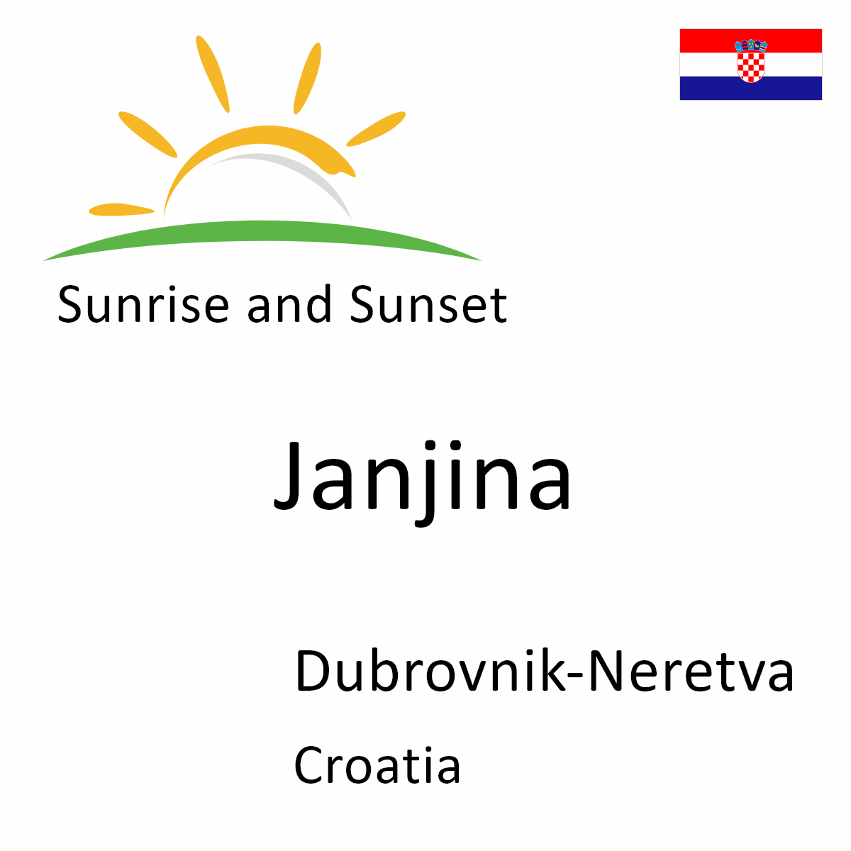 Sunrise and Sunset Times in Janjina, Dubrovnik-Neretva, Croatia