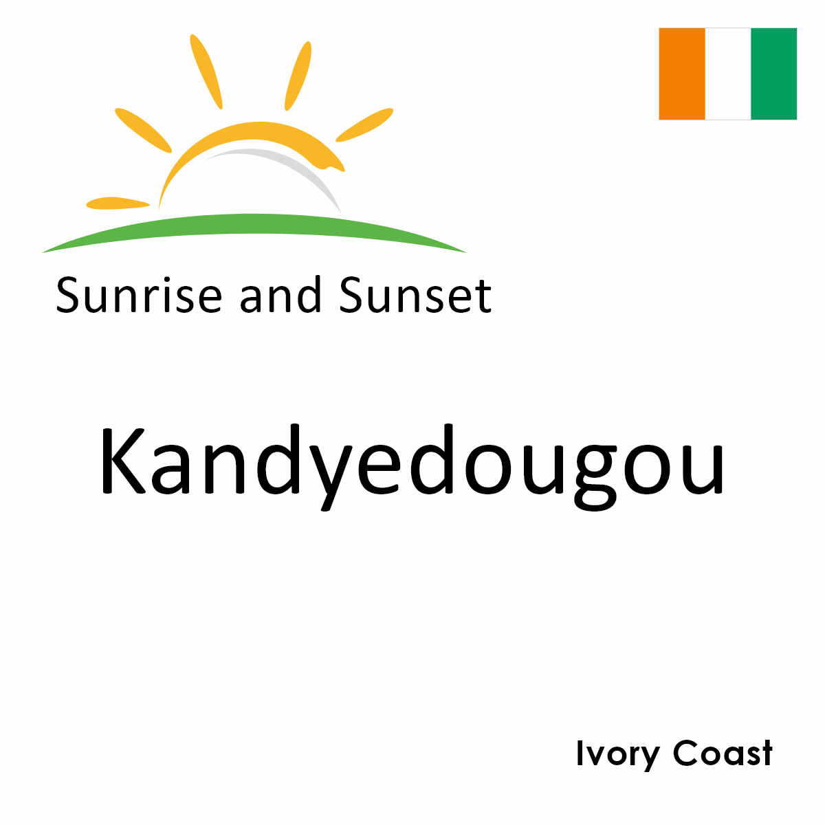Sunrise and Sunset Times in Kandyedougou, Ivory Coast
