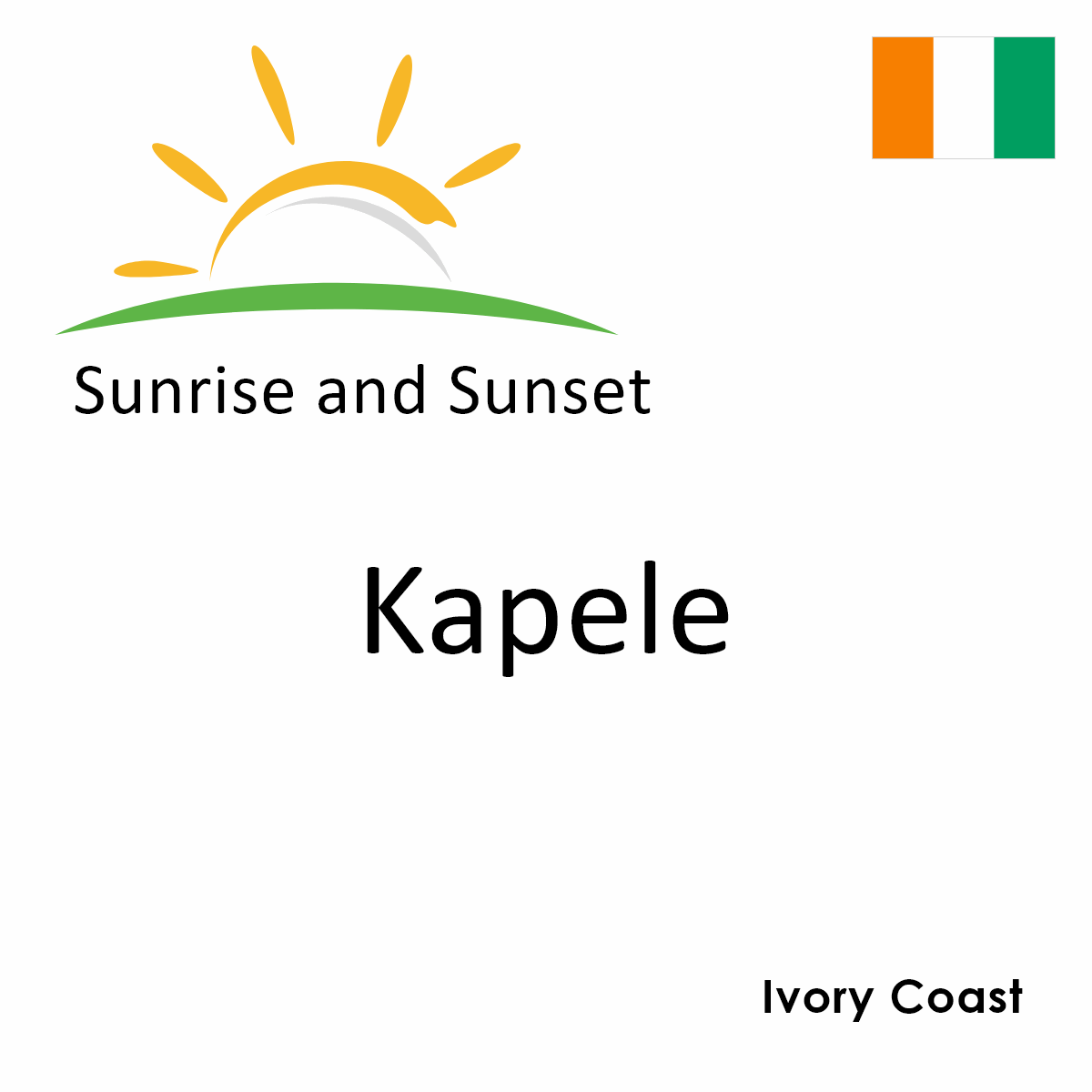 Sunrise and Sunset Times in Kapele, Ivory Coast