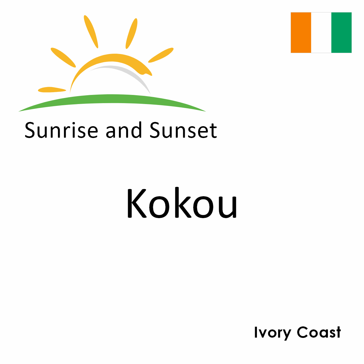 Sunrise and Sunset Times in Kokou, Ivory Coast