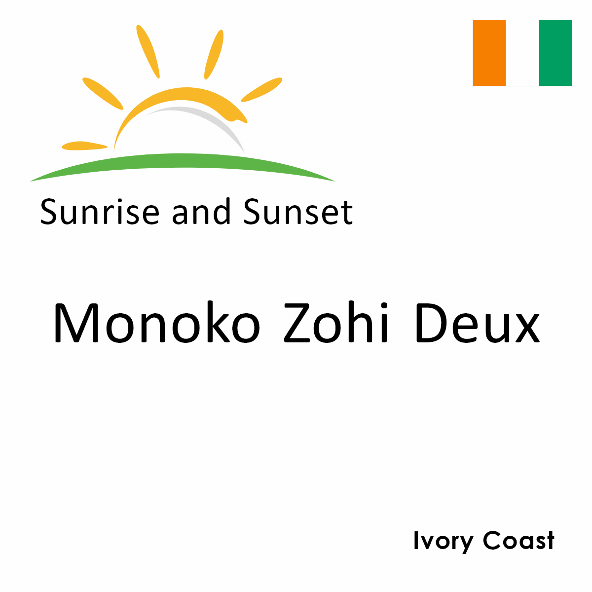 Sunrise and Sunset Times in Monoko Zohi Deux, Ivory Coast