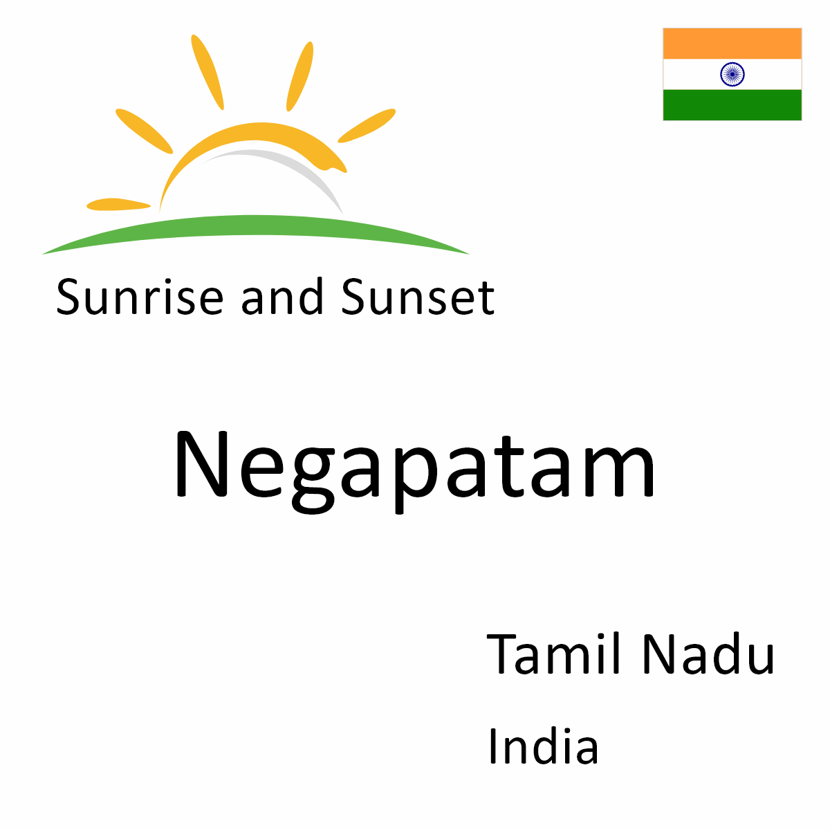 Sunrise and Sunset Times in Negapatam, Tamil Nadu, India