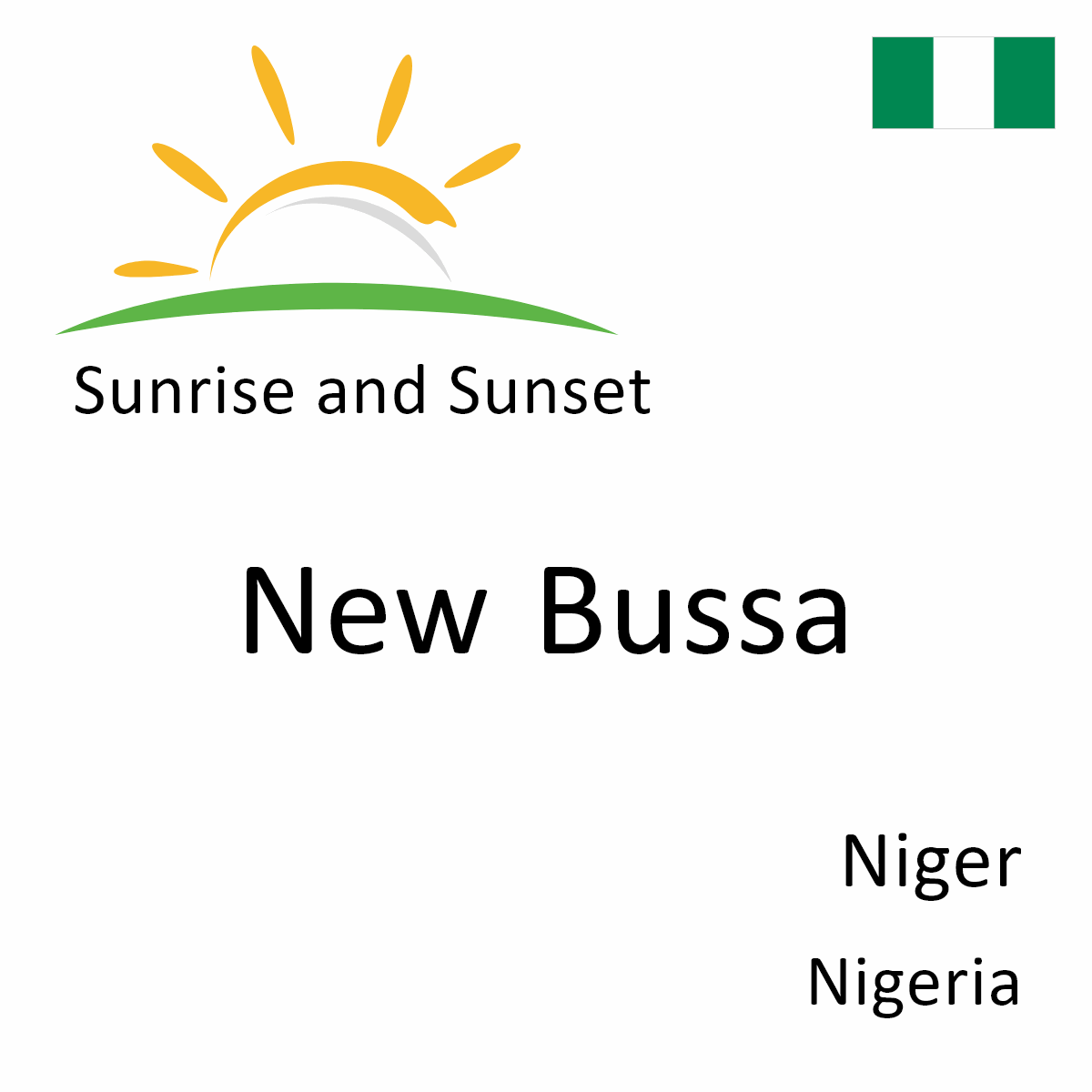 Sunrise and Sunset Times in New Bussa, Niger, Nigeria