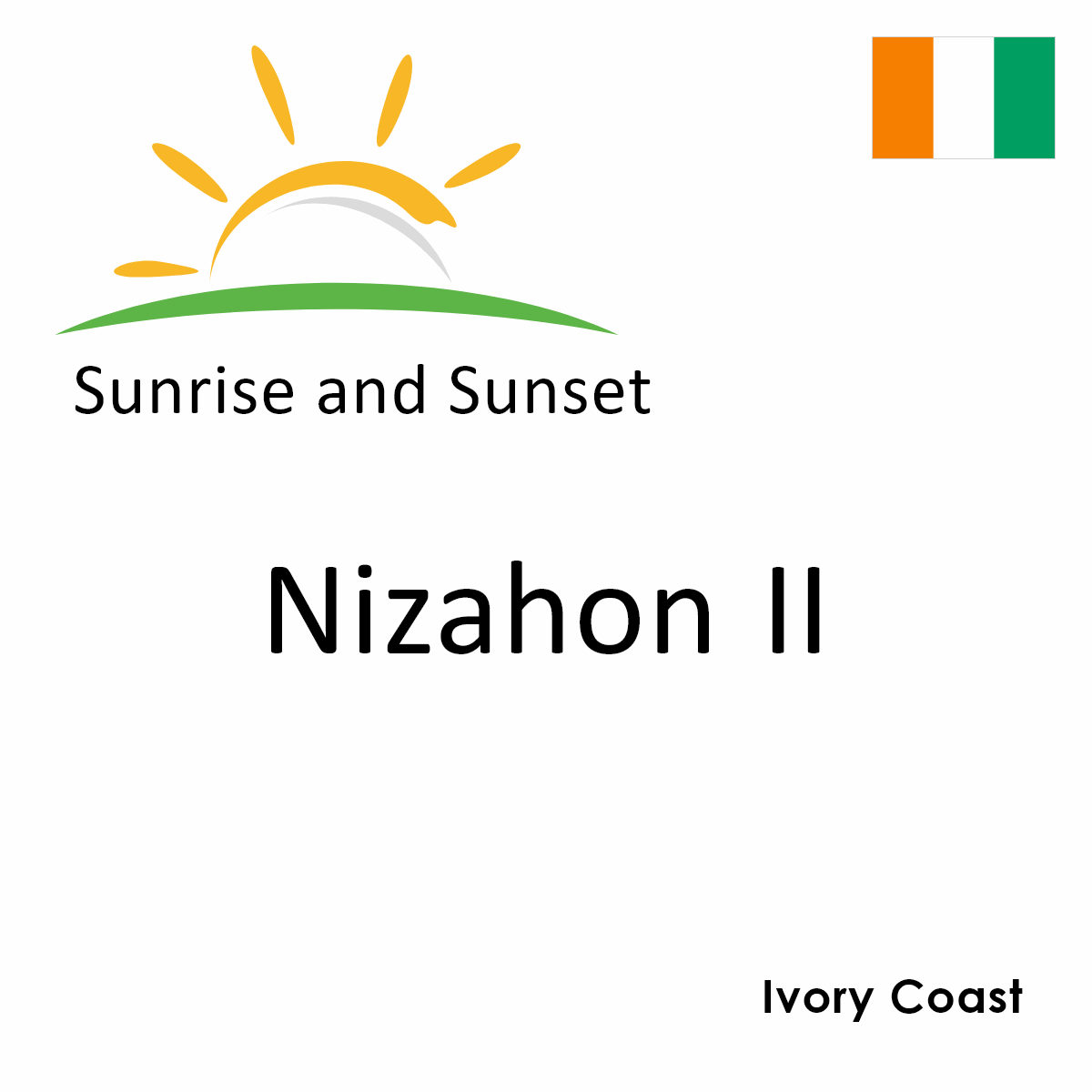Sunrise and Sunset Times in Nizahon II, Ivory Coast