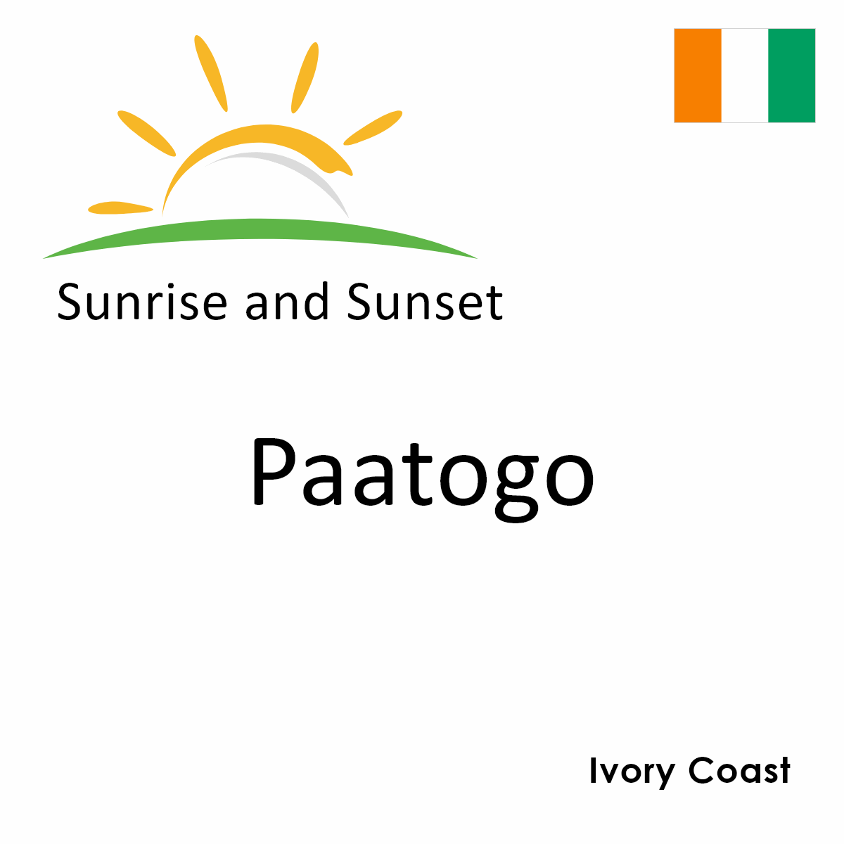 Sunrise and Sunset Times in Paatogo, Ivory Coast