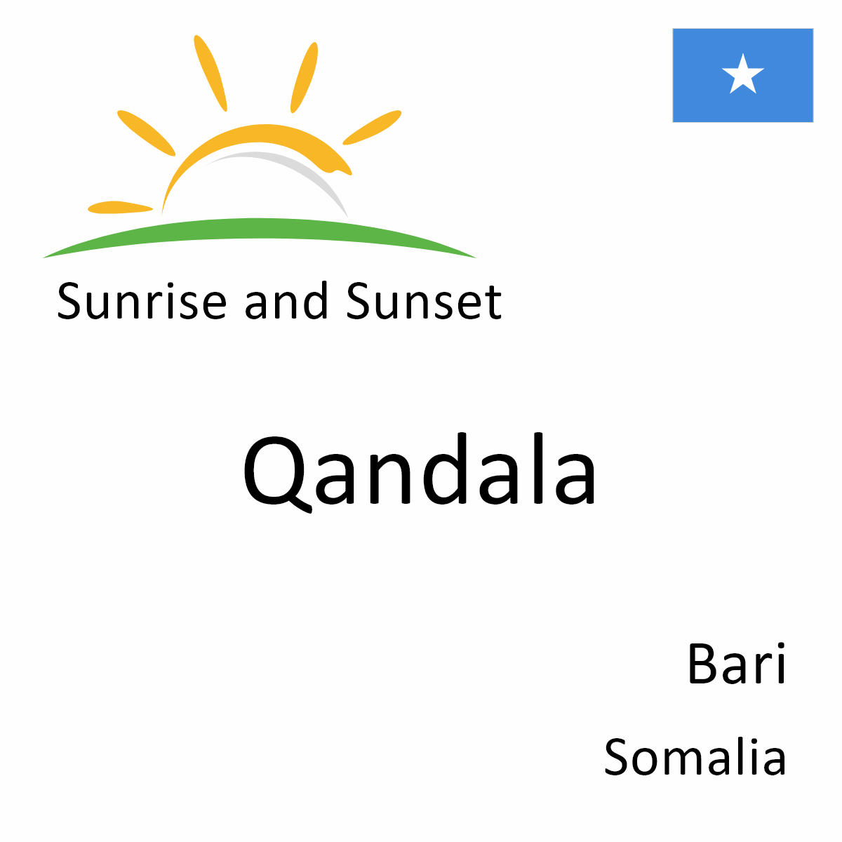 Sunrise and Sunset Times in Qandala, Bari, Somalia
