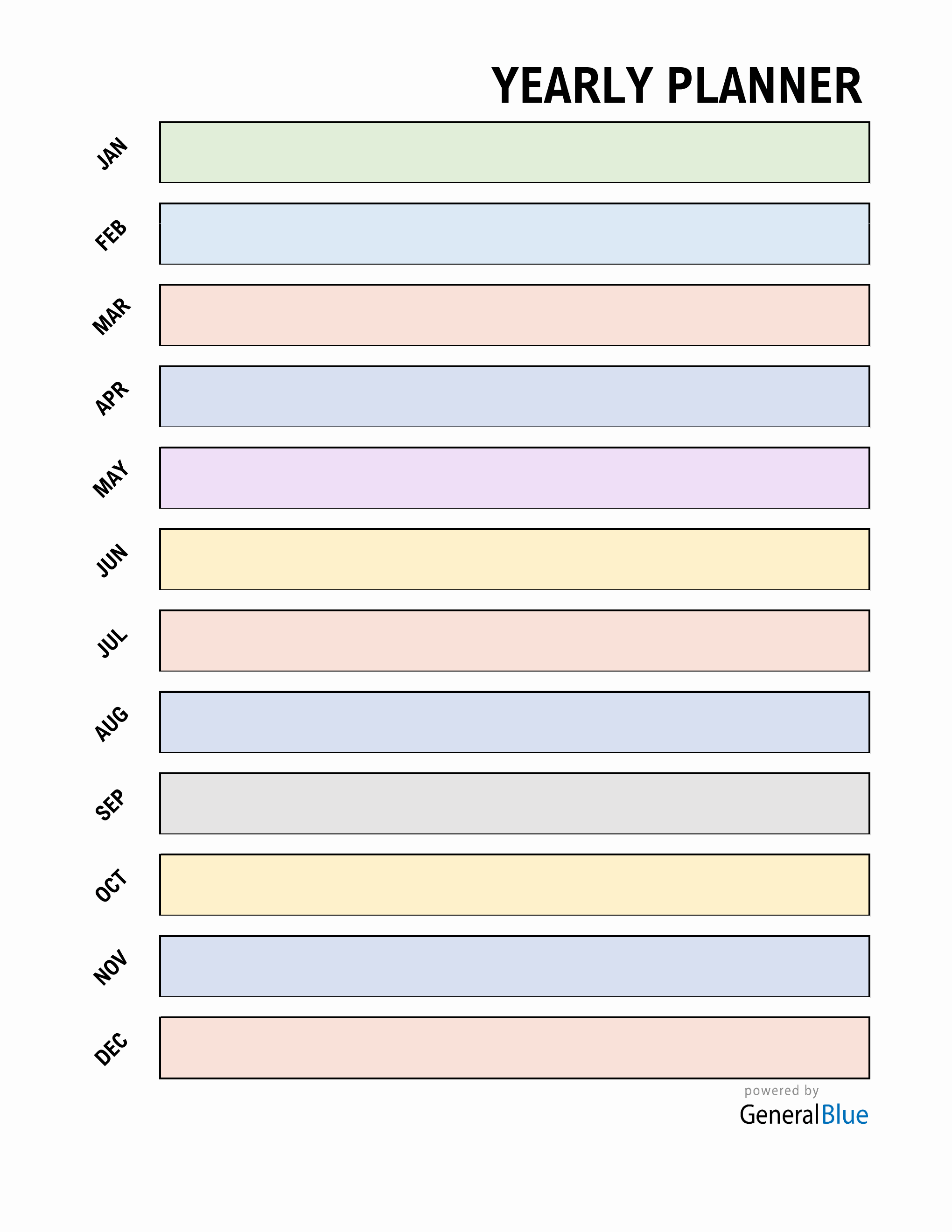 Free Excel Yearly Planner (Colorful)