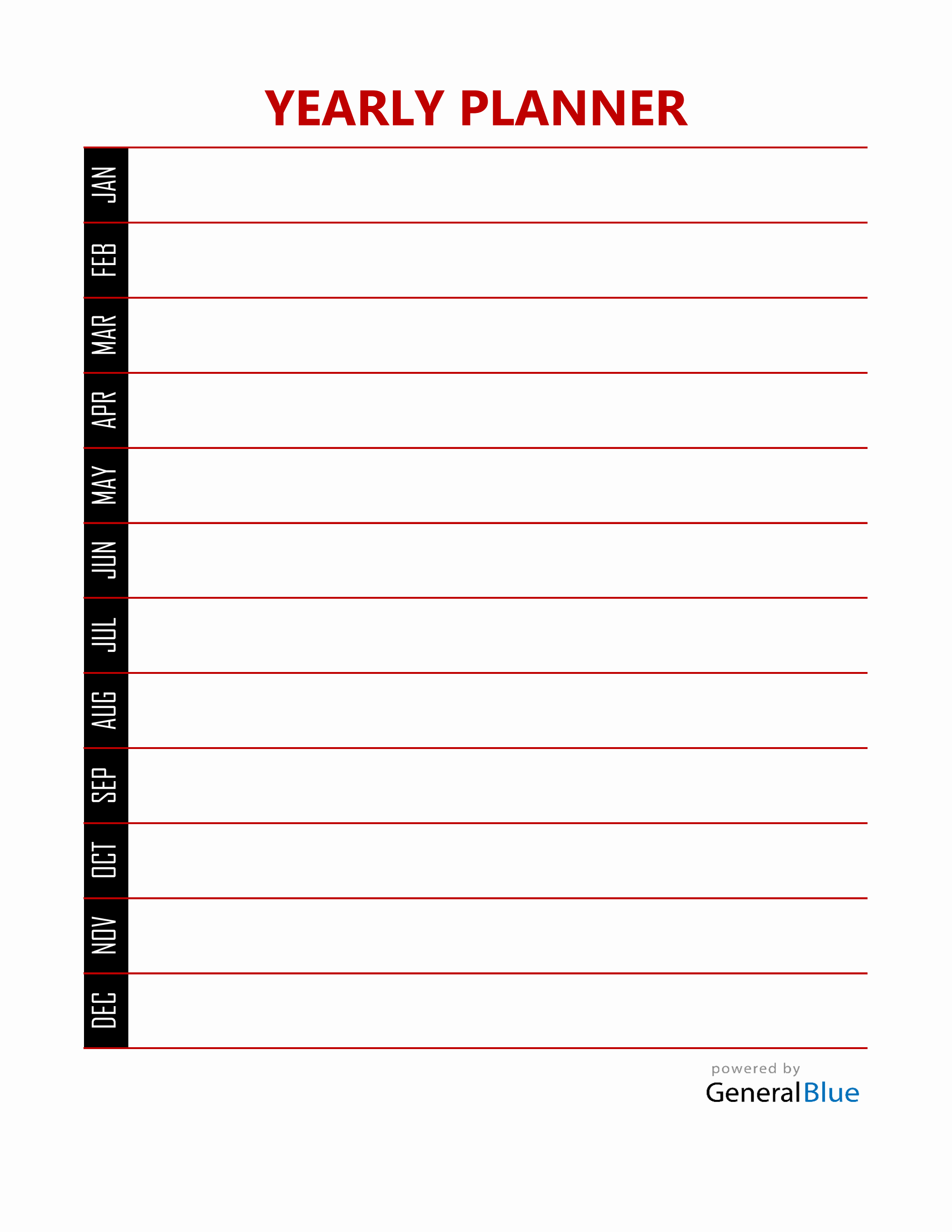 Free Excel Yearly Planner (Streamlined)